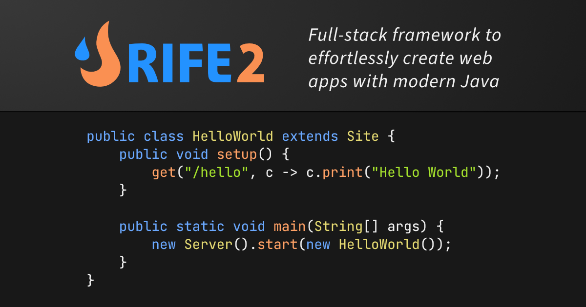 RIFE2 Framework : Full-stack, no-declaration, framework to quickly and effortlessly create web ...